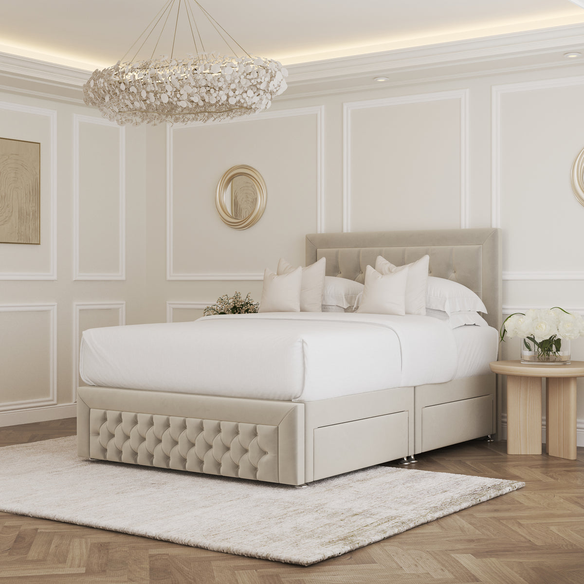 Chesterfield Padded Divan Bed Base with Footboard – Everest Beds
